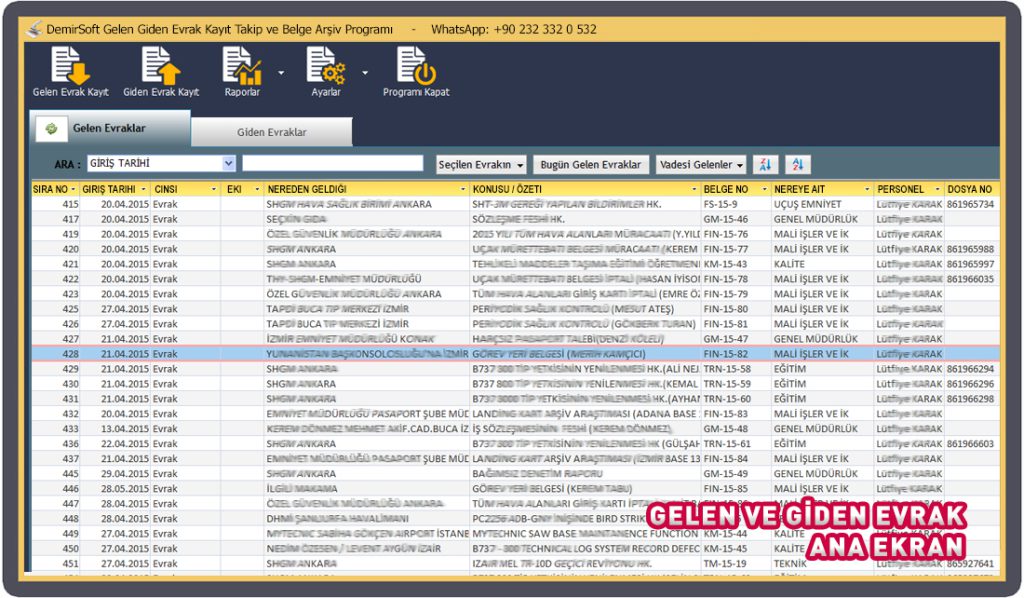 Gelen Giden Evrak Kayıt Takip ve Belge Arşiv Programı | DemirSoft - Barkodlu Hızlı Satış ...